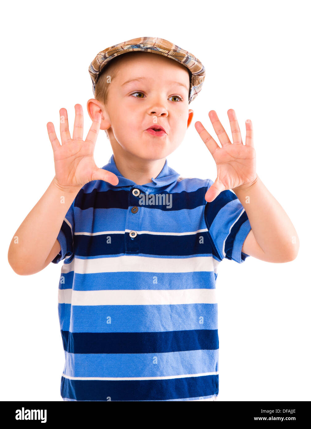 Child play with a cloth cap, white background Stock Photo - Alamy