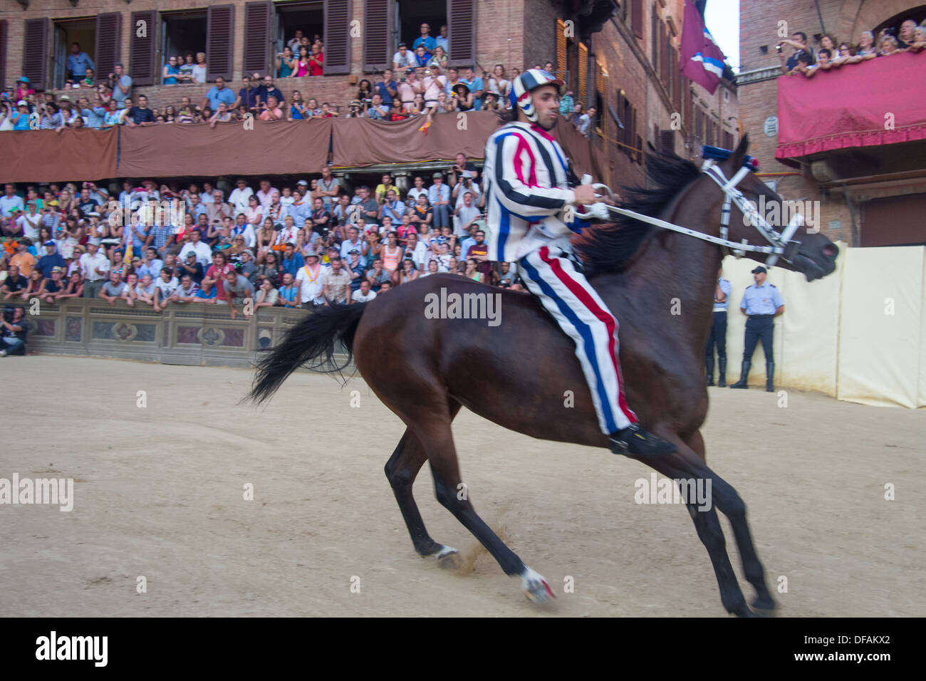 Palio horse race at Il Campo (Medieval town square), Siena, Tuscany ...