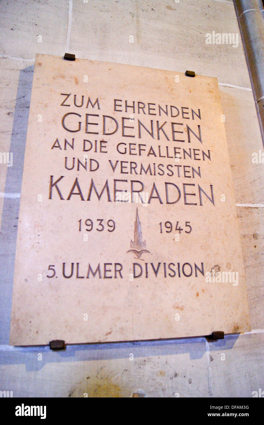Second world war memorial to fallen soldiers inside Ulm Munster ...