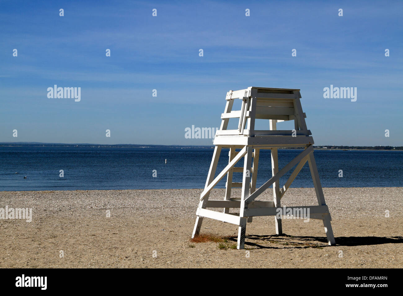 Empty lifeguard chair at the beach. Bristol, Rhode Island, USA Stock ...
