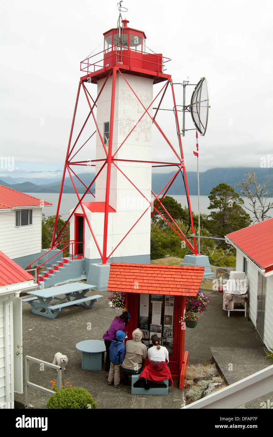 the 100 year old lighthouse at Friendly Cove, Nootka Island, British ...