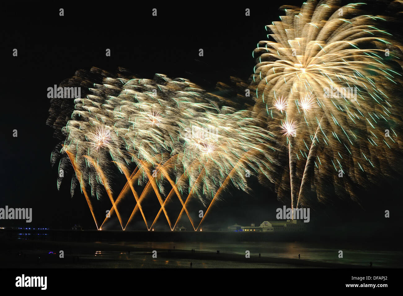 Fireworks display on Blackpool north pier Stock Photo - Alamy