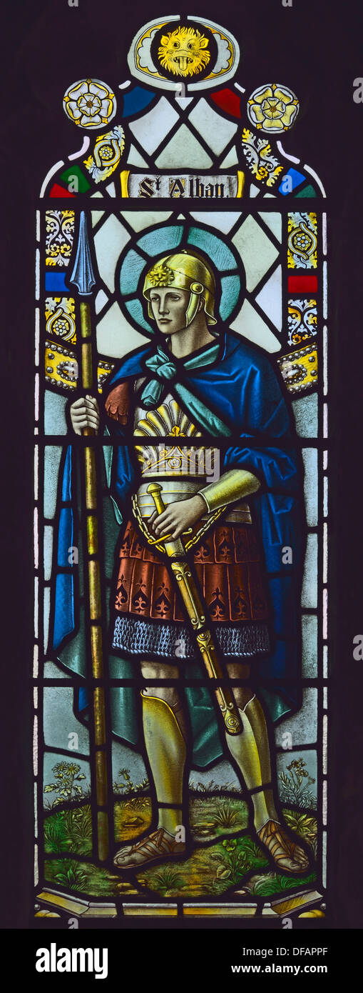 Saint Alban, detail of North aisle window. Church of Saint Michael and ...