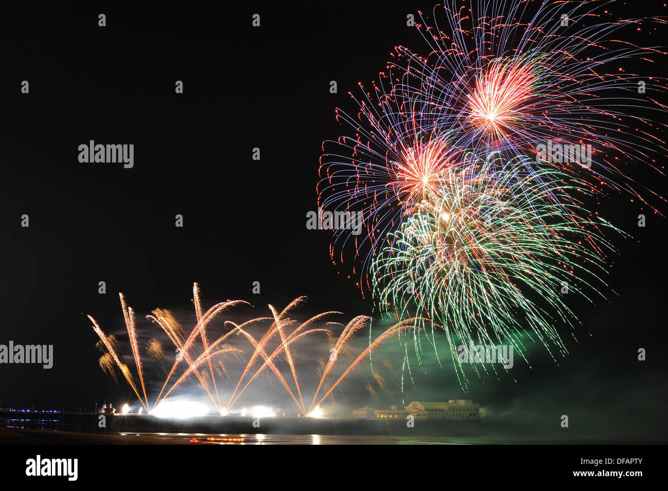 Fireworks display on Blackpool north pier Stock Photo - Alamy