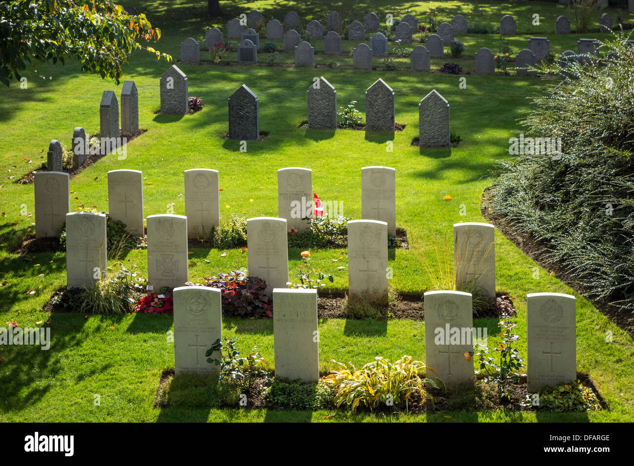 British and German graves at the St Symphorien Commonwealth War Graves ...