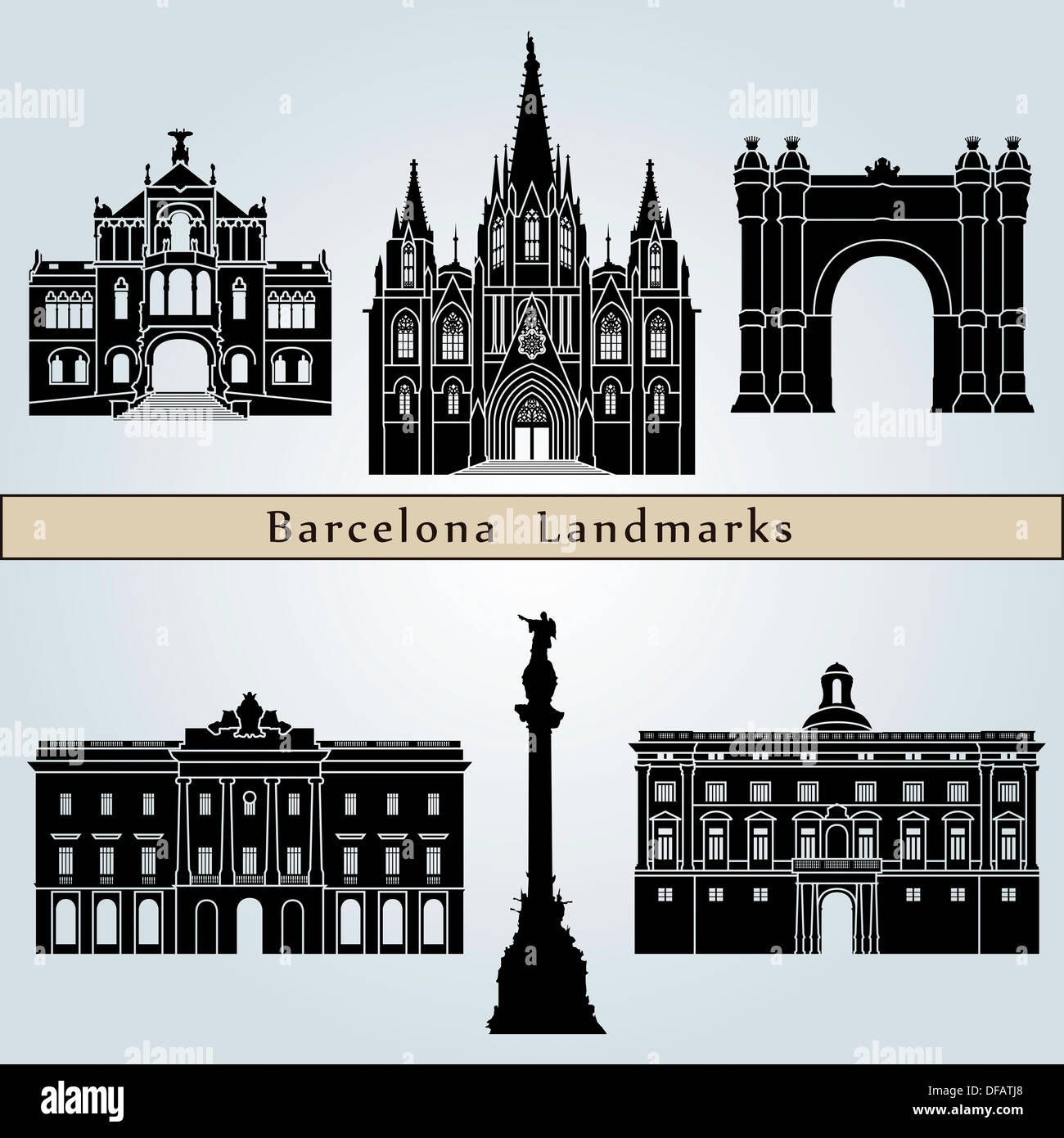 Barcelona landmarks and monuments Stock Photo - Alamy