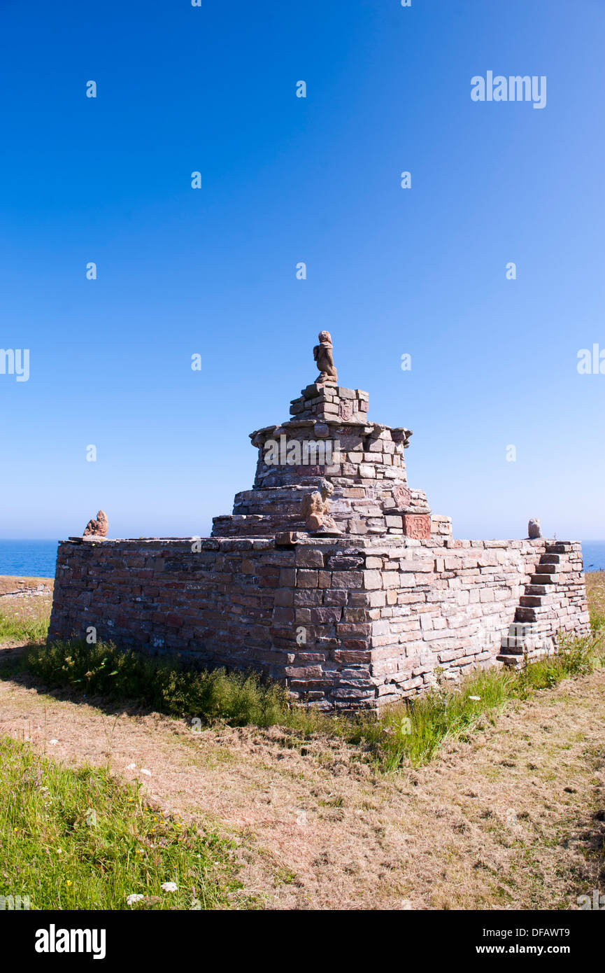 Ancient broch, stone monument, carved figures, staircase Stock Photo ...