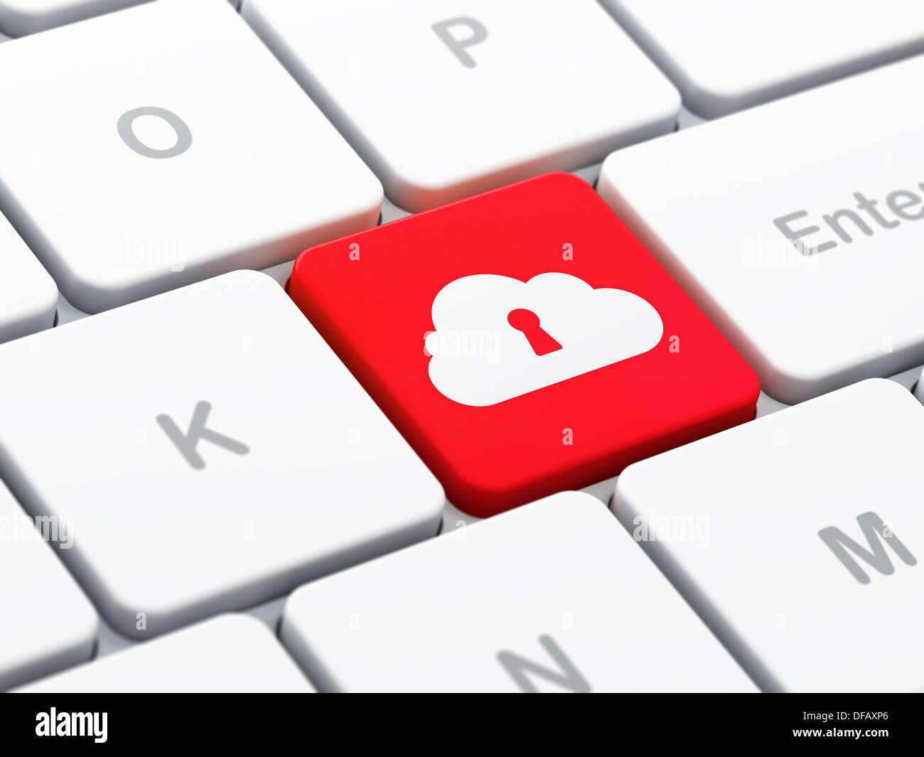 Cloud technology concept: Cloud Whis Keyhole on computer keyboar Stock Photo - Alamy