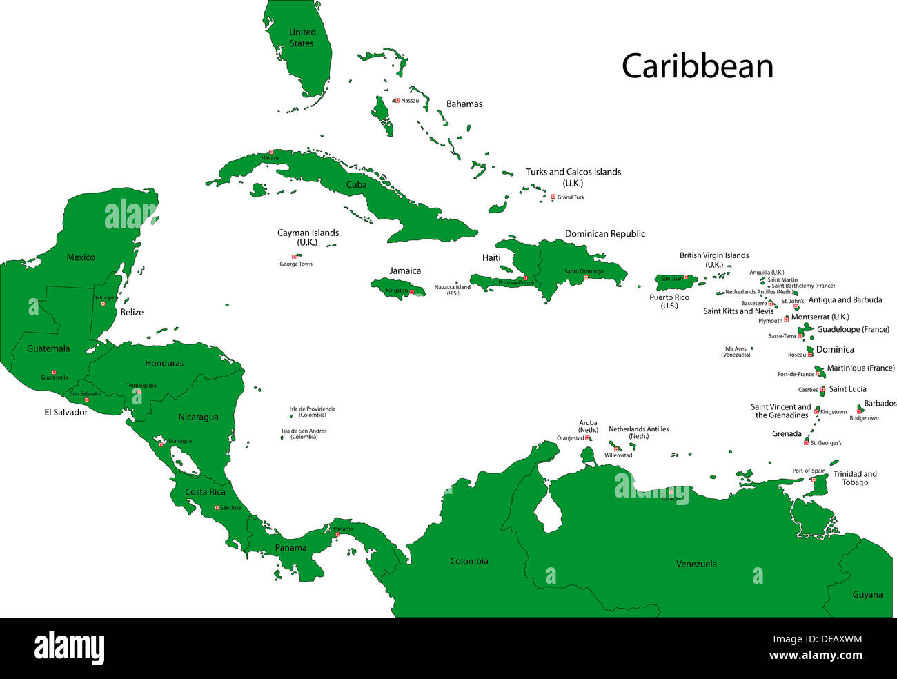 Map of Caribbean Stock Photo - Alamy