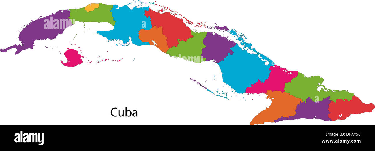 Colorful Cuba map Stock Photo - Alamy