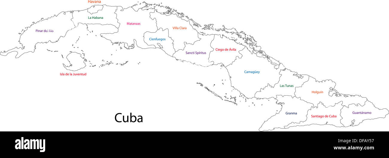 Outline Cuba map Stock Photo - Alamy