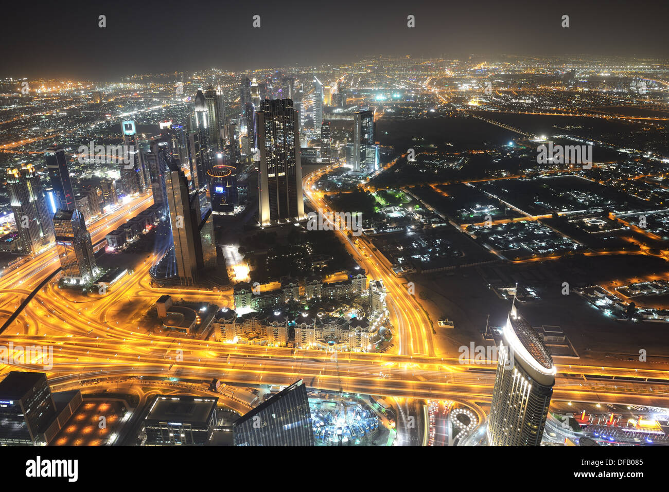 Night view on Dubai city, UAE Stock Photo - Alamy