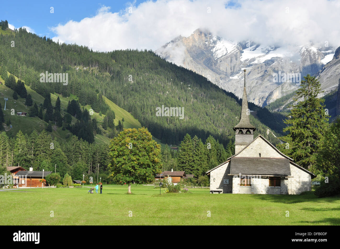 The Catholic Church and Meadow, Kandersteg, Switzerland Stock Photo - Alamy