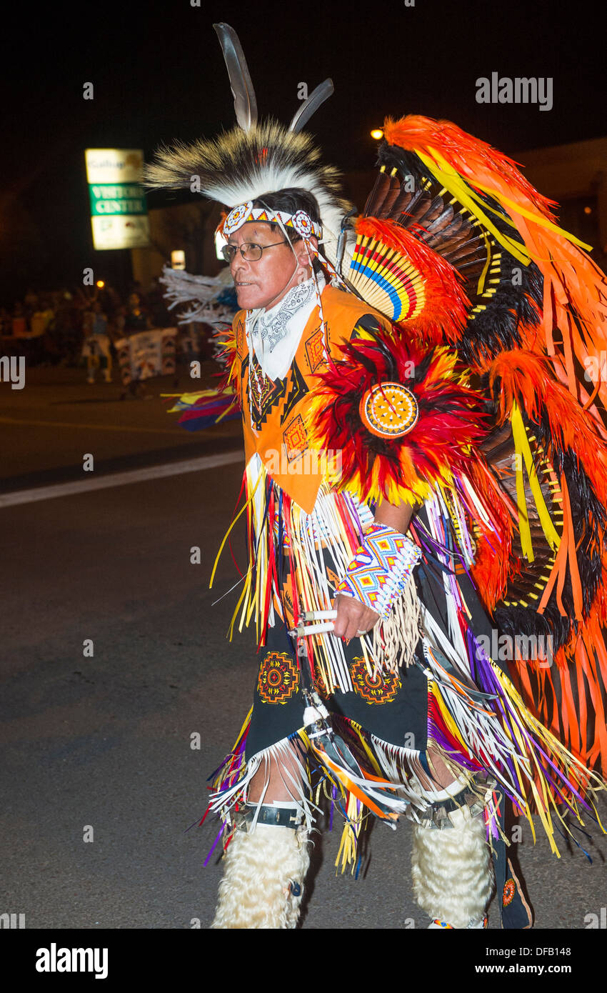 Native American with traditional costume participates at the annual ...