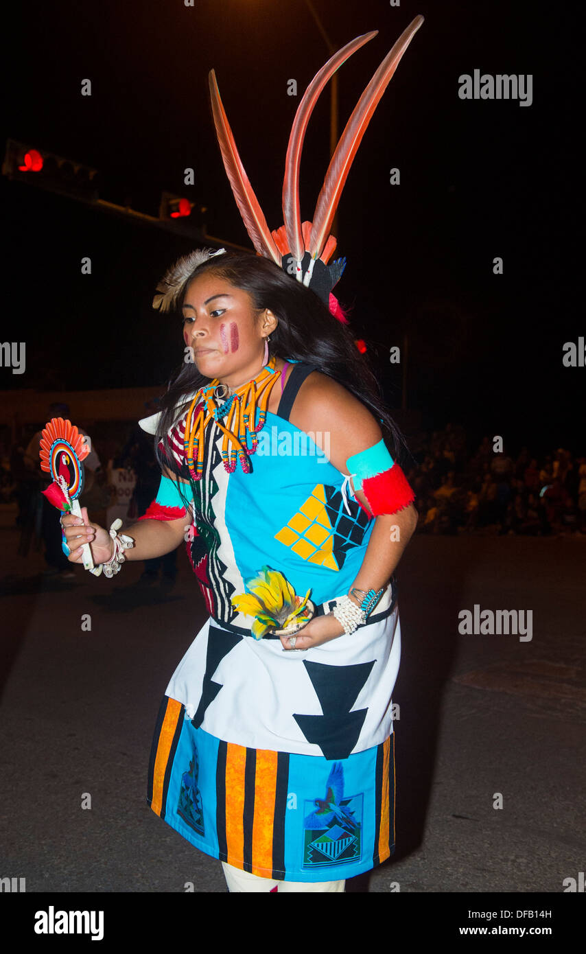 Native American with traditional costume participates at the annual ...