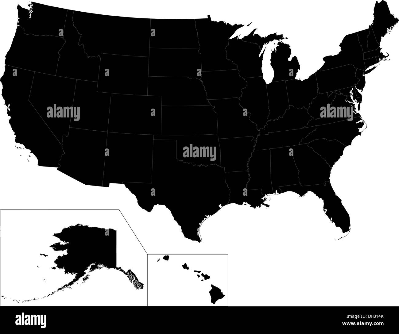 Vector us map states Black and White Stock Photos & Images - Alamy