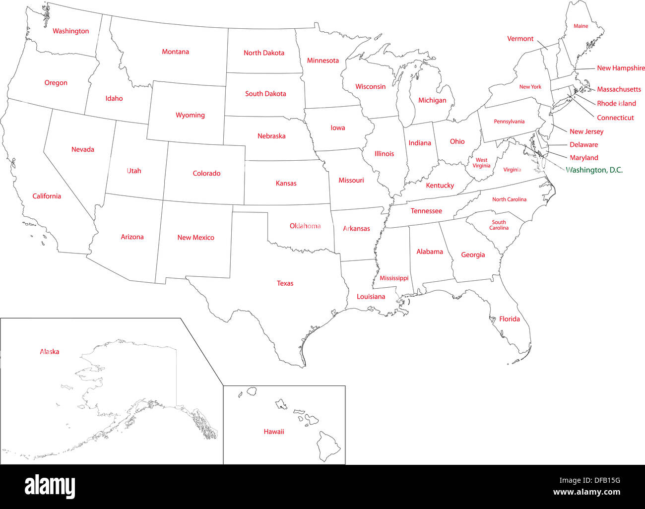 Outline USA map Stock Photo - Alamy