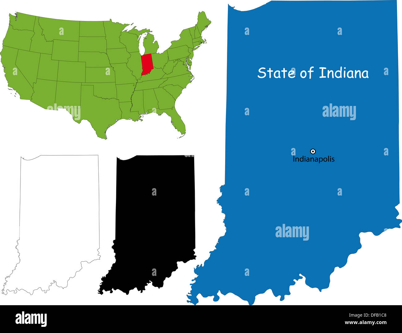 Map of indiana state hi-res stock photography and images - Alamy