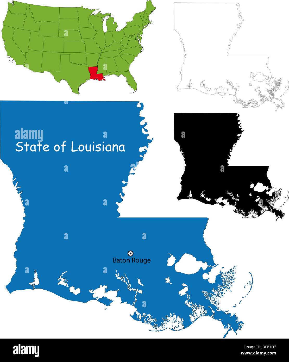Louisiana map hi-res stock photography and images - Alamy