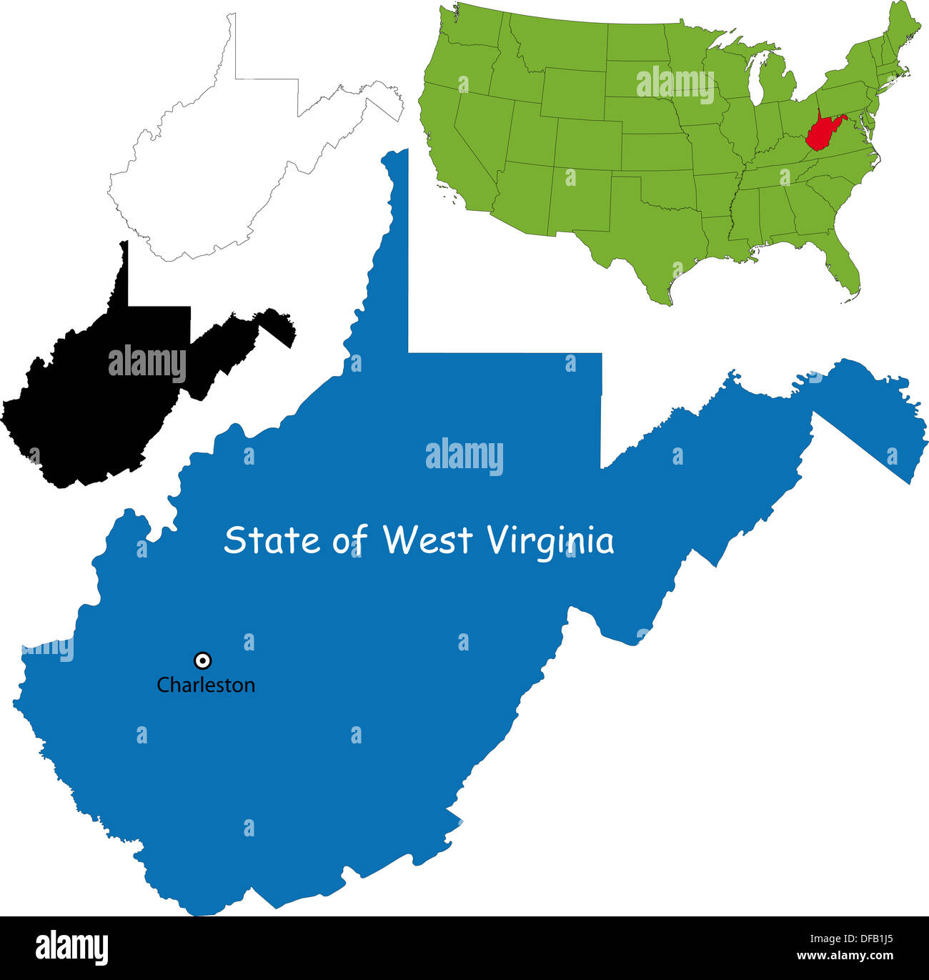 West virginia map hi-res stock photography and images - Alamy