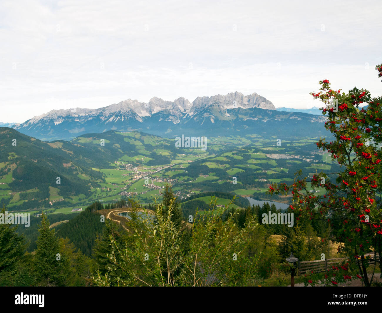 Austria Tirol Wilden Kaiser mountains from summer overview view ...