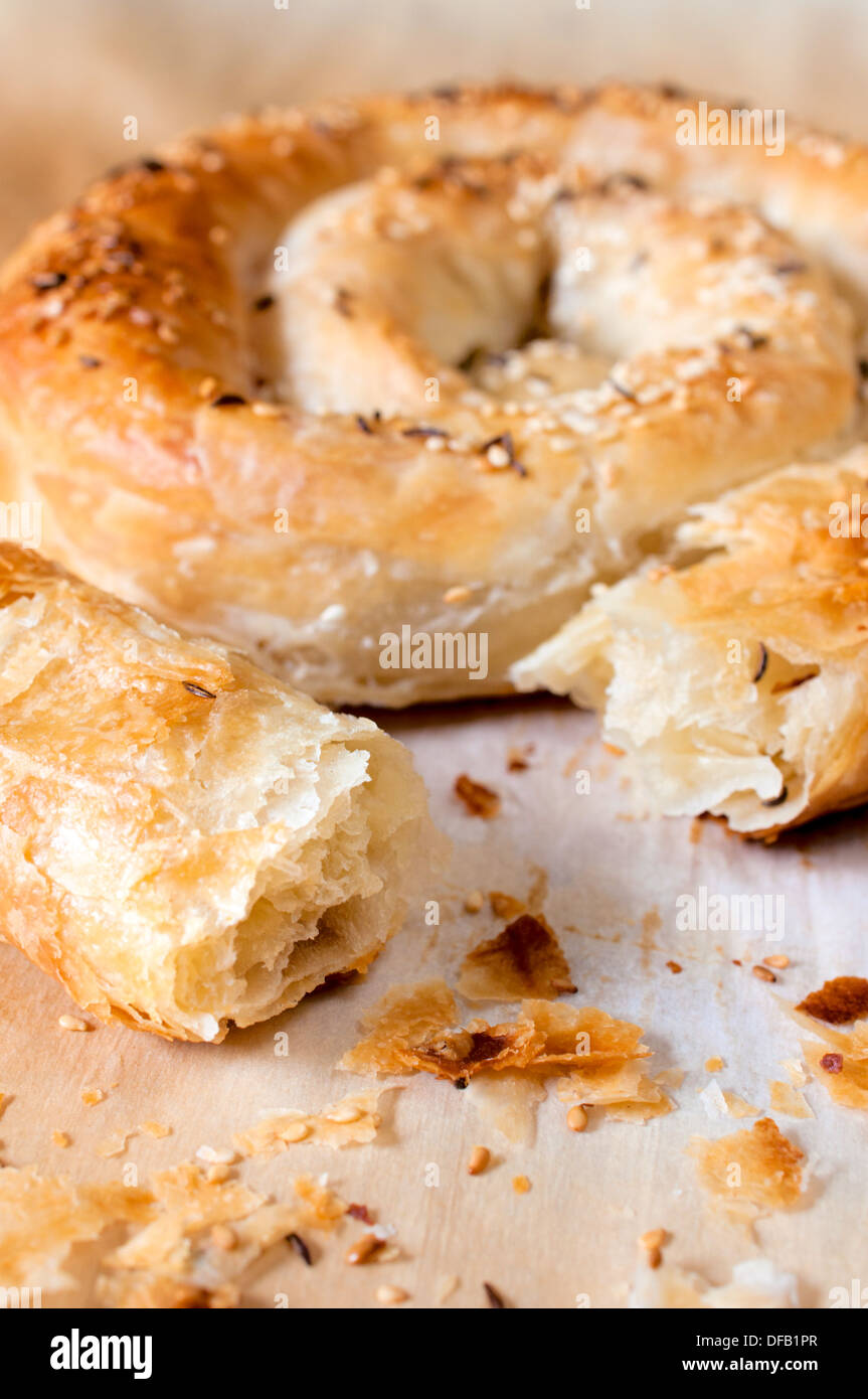 Serbian traditional pie with cheese and sesame Stock Photo - Alamy