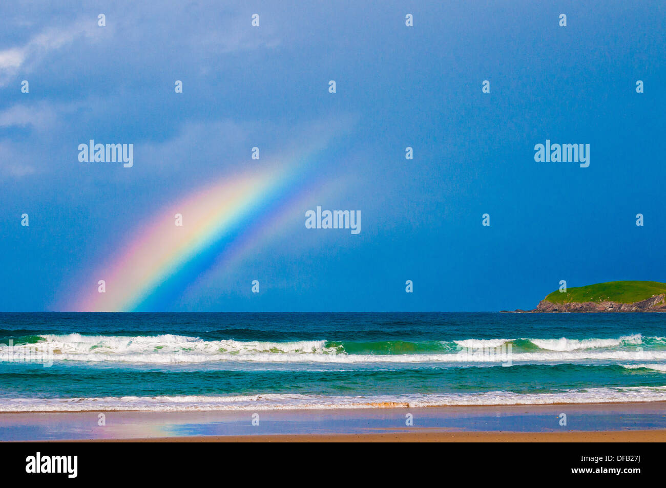 Rainbow over Sandy Beach, NSW, Australia Stock Photo - Alamy
