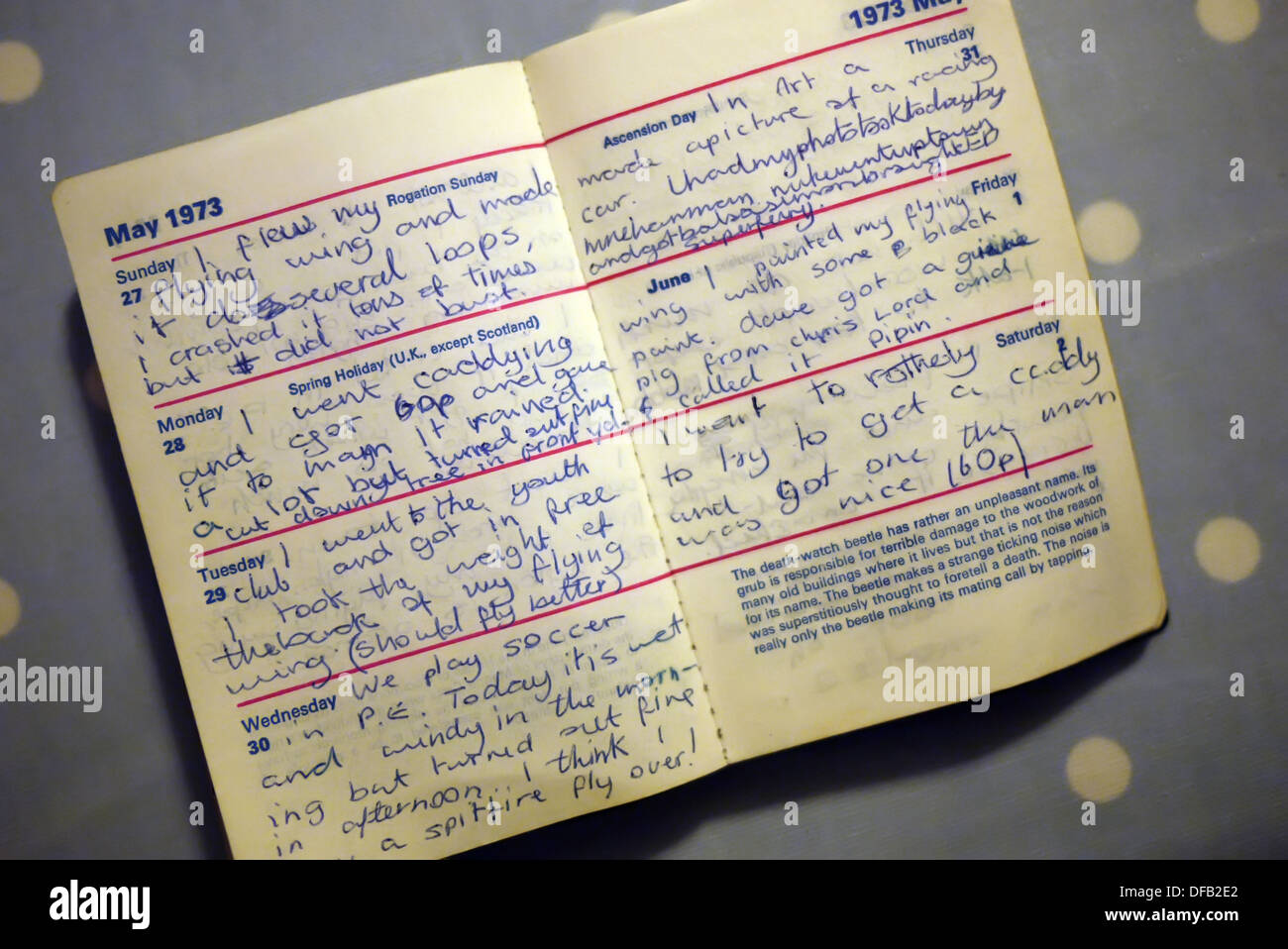 Old schoolboy diary from 1973 Stock Photo - Alamy