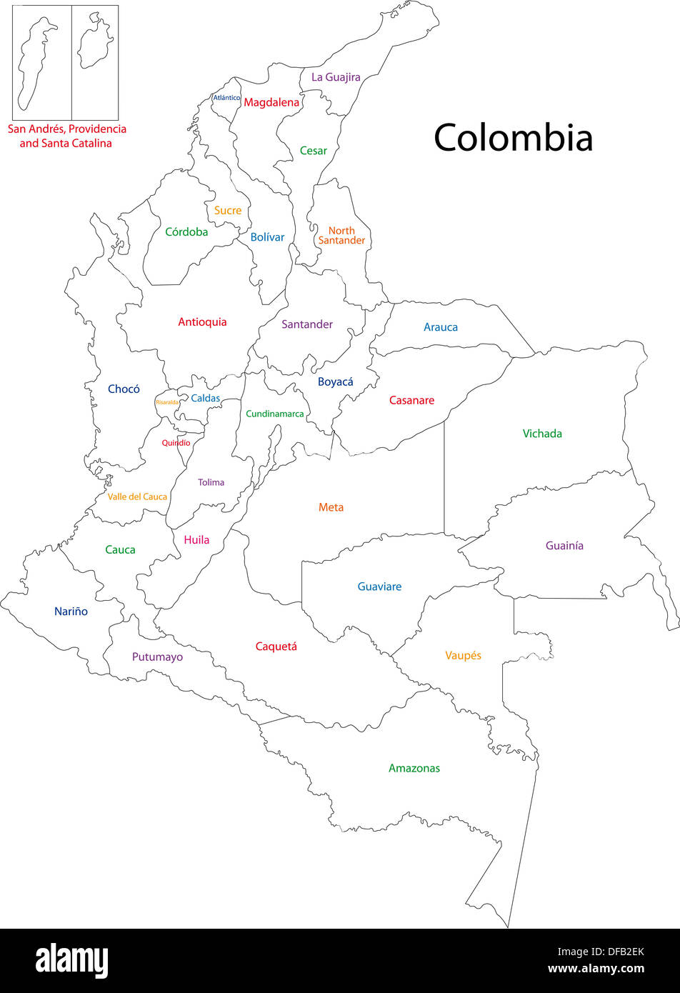 Contour Colombia map Stock Photo - Alamy
