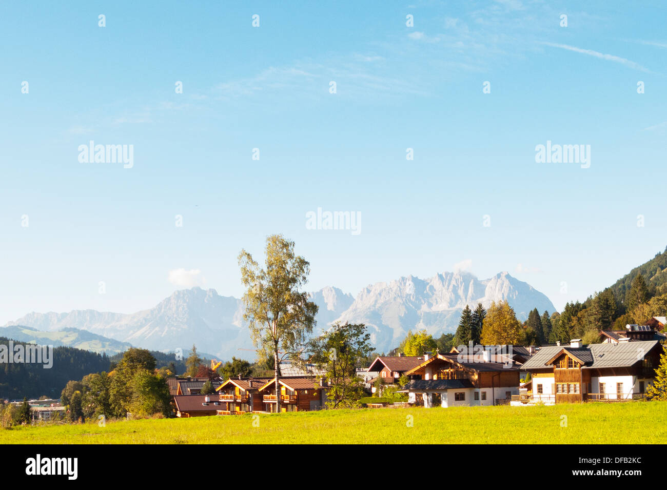 old traditional Tirolean house home in shadow of Wilden Kaiser ...