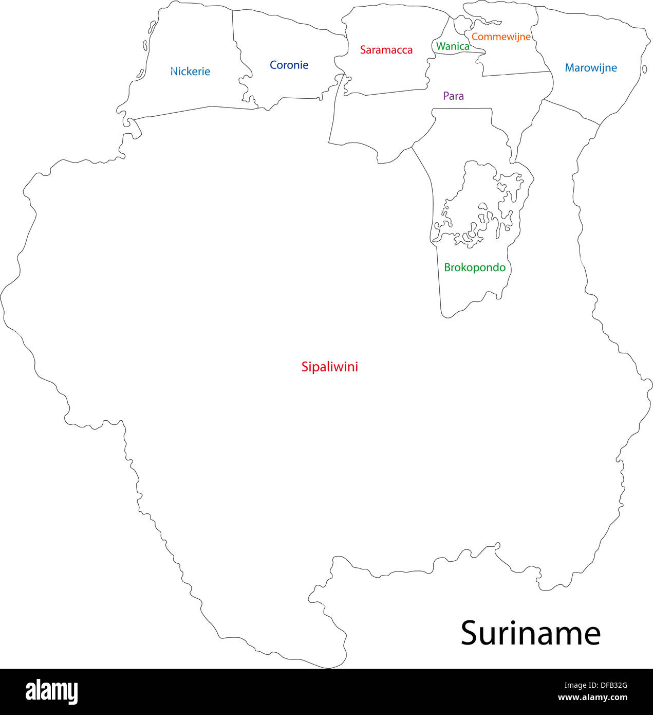 Outline map country suriname Cut Out Stock Images & Pictures - Alamy