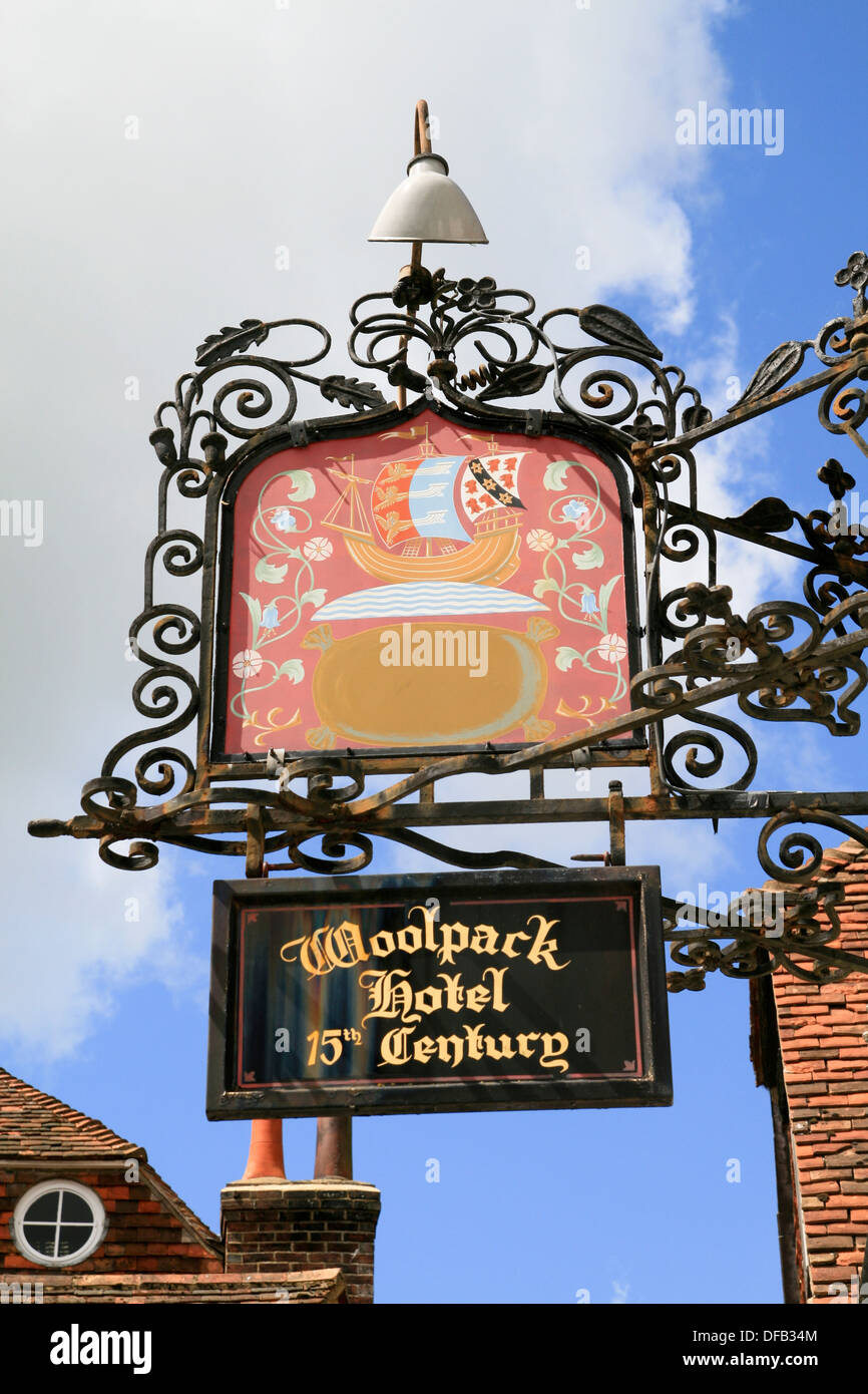 Woolpack Hotel 15th cent sign Tenterden Kent England UK Stock Photo - Alamy