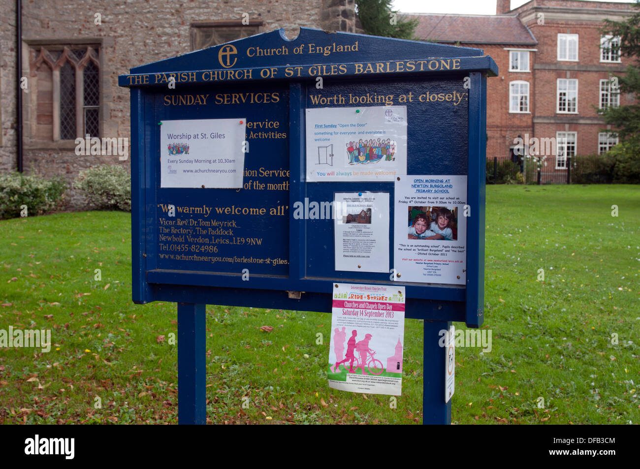 St. Giles Church board, Barlestone, Leicestershire, England, UK Stock ...