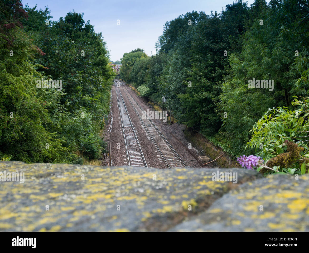 Overlooking a train line from a bridge. This was taken in Belper ...