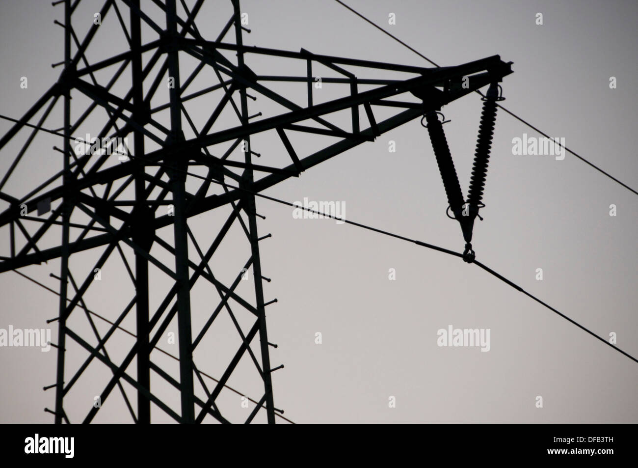 High-voltage cable to a power pole Stock Photo - Alamy
