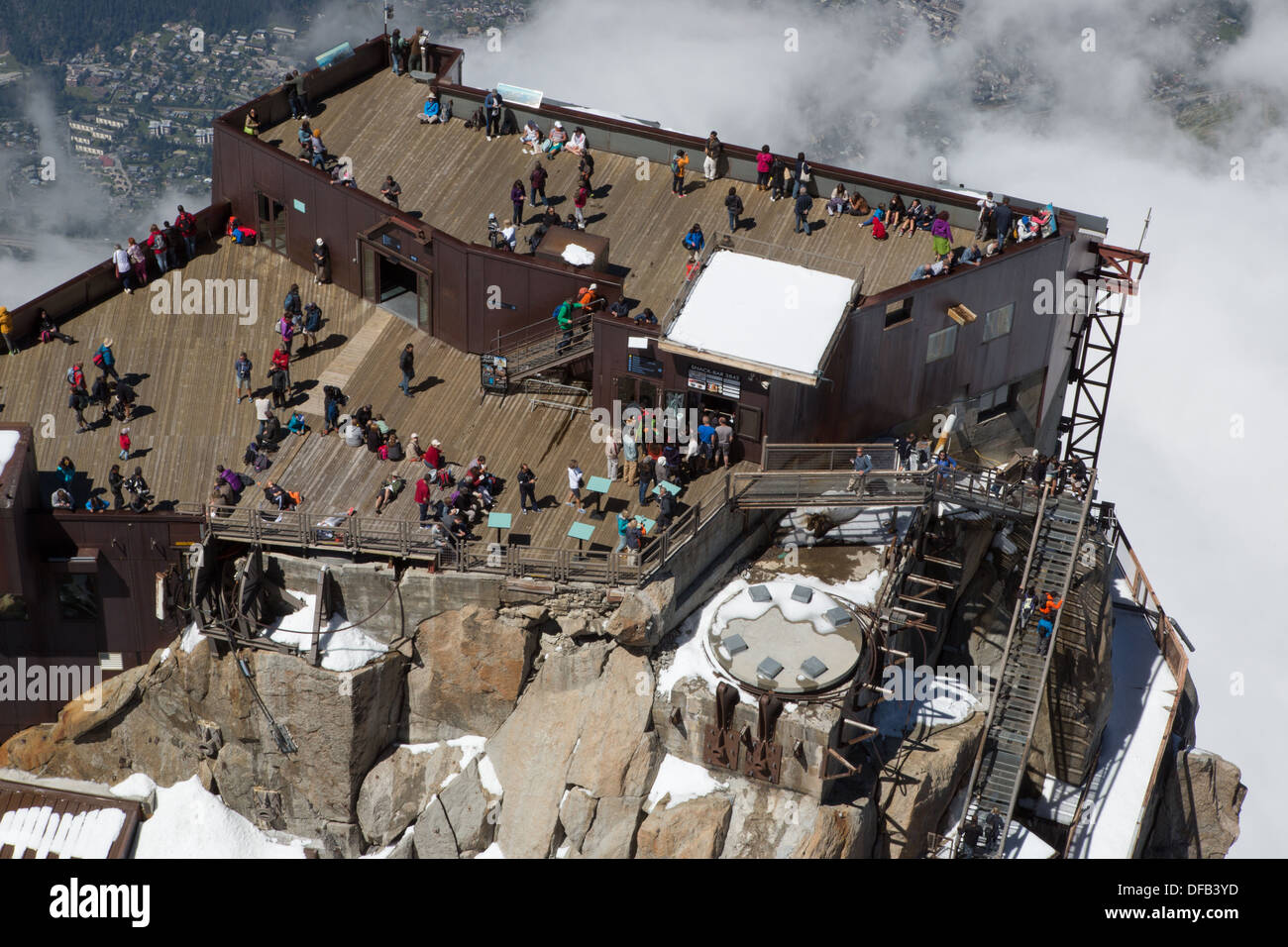 Panoramic viewing platform, Mont Blanc, Chamonix, Aiguille du Midi Alps ...