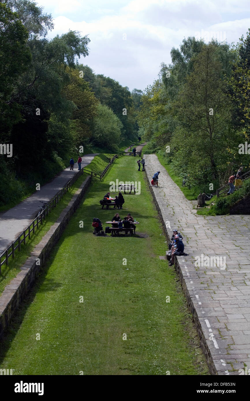 People picnicking at Poynton Station on The Middlewood Way Poynton ...