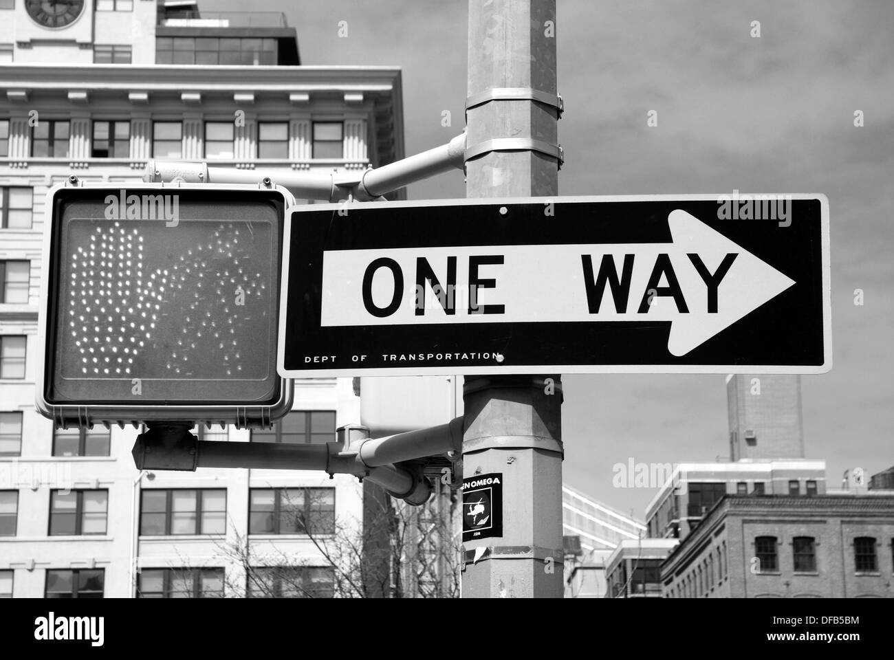One way street sign Black and White Stock Photos & Images - Alamy