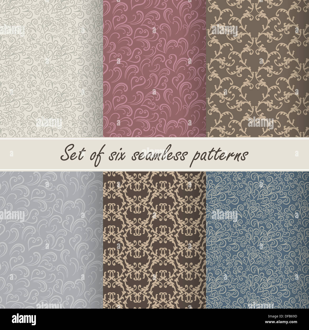 Set of six vector seamless patterns Stock Photo - Alamy
