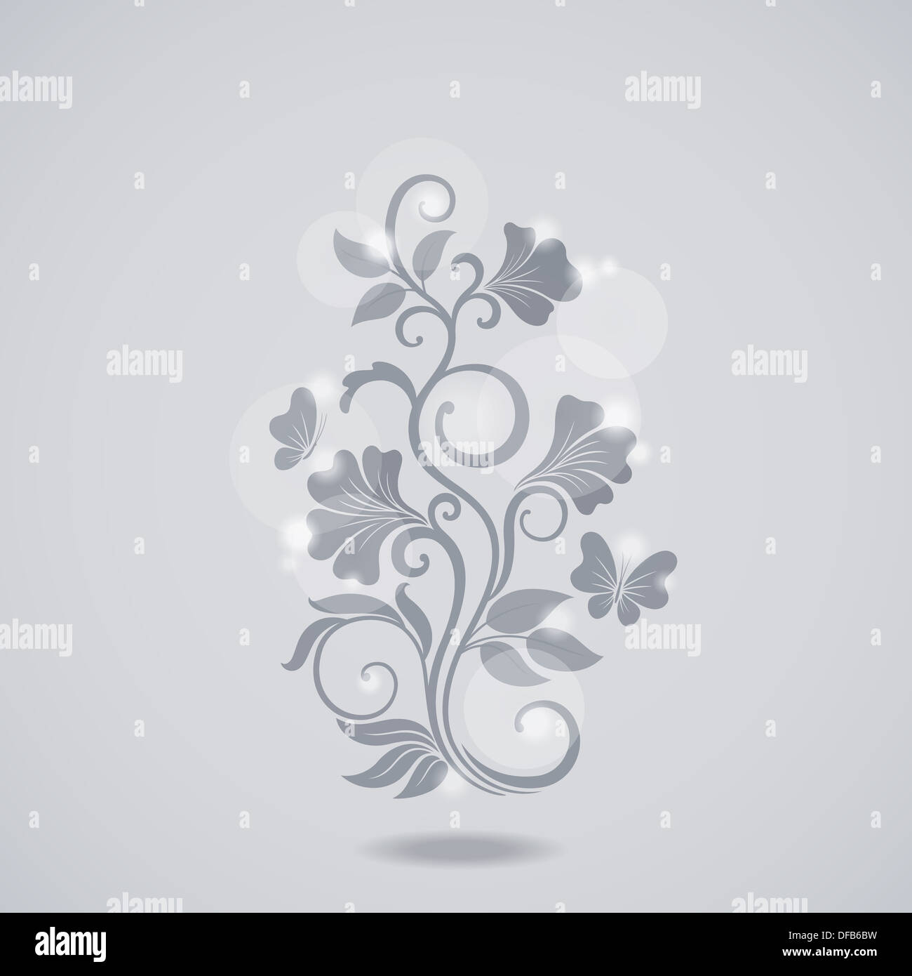Grayscale floral element Stock Photo - Alamy