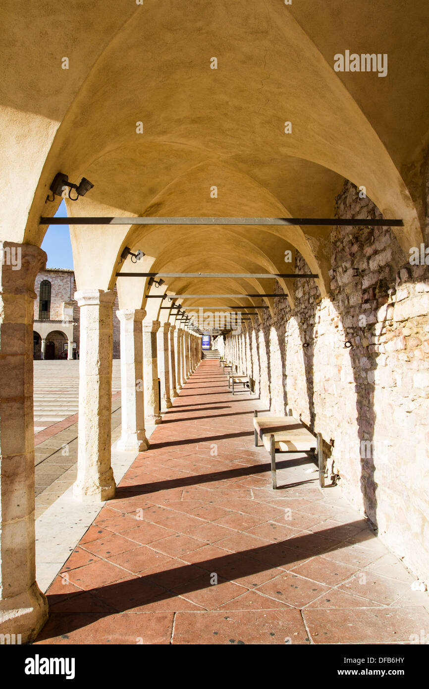 Arcade passage at Basilica of San Francesco d'Assisi. Assisi, Province ...