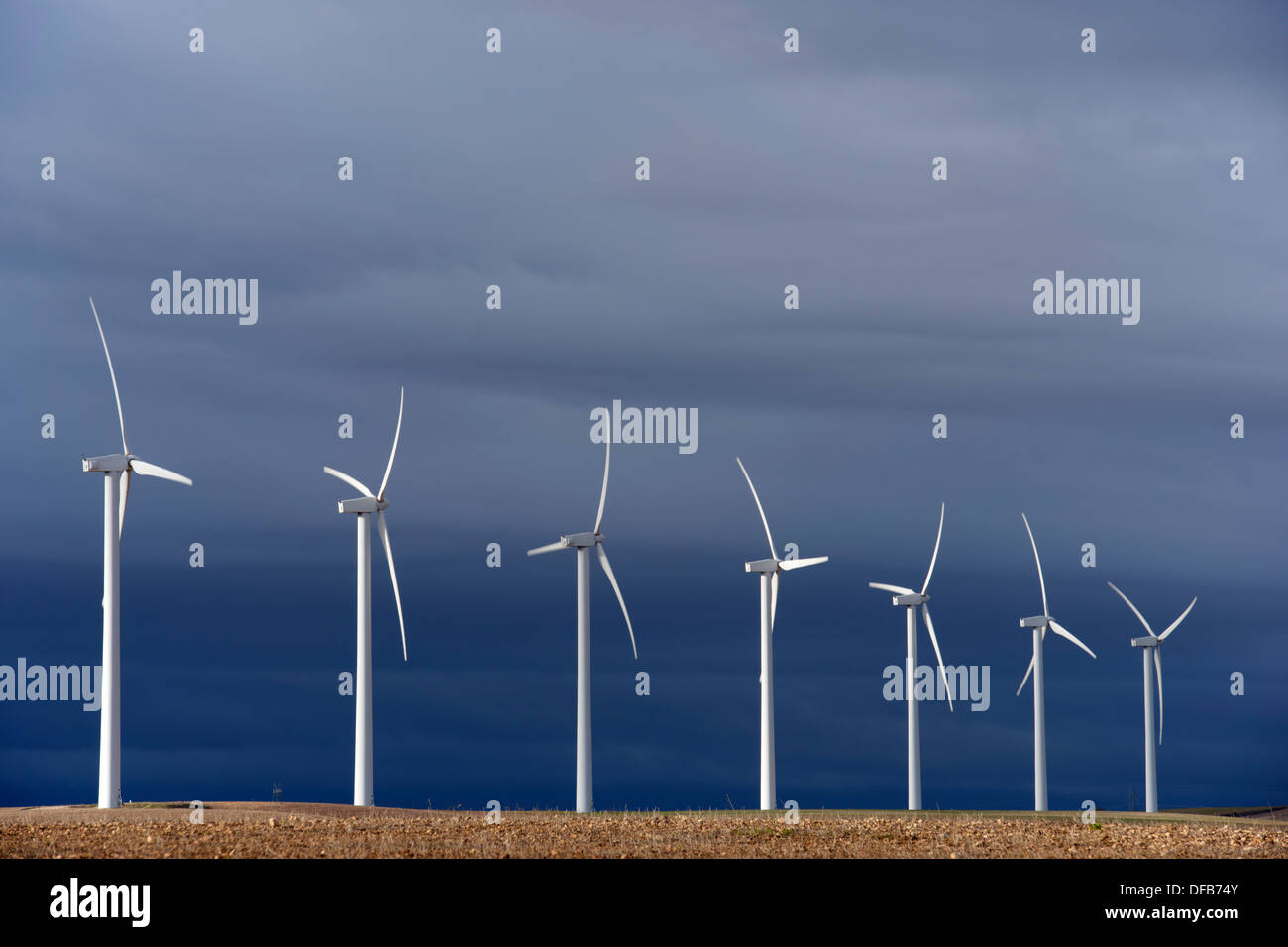 group of windmills for renewable electric energy production Stock Photo ...