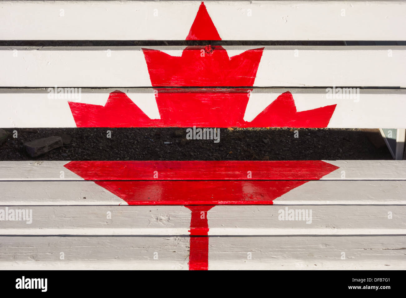 Bench with painted Canadian Flag in Stoney Creek, Ontario Stock Photo ...