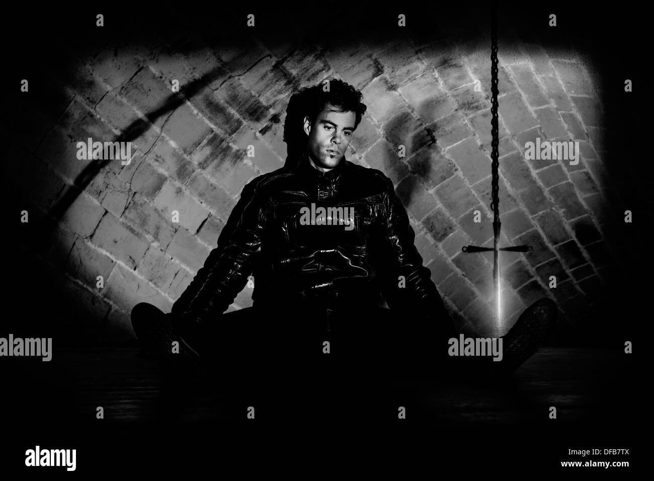 Man trapped in a nightmare Conceptual Black and white Stock Photo - Alamy