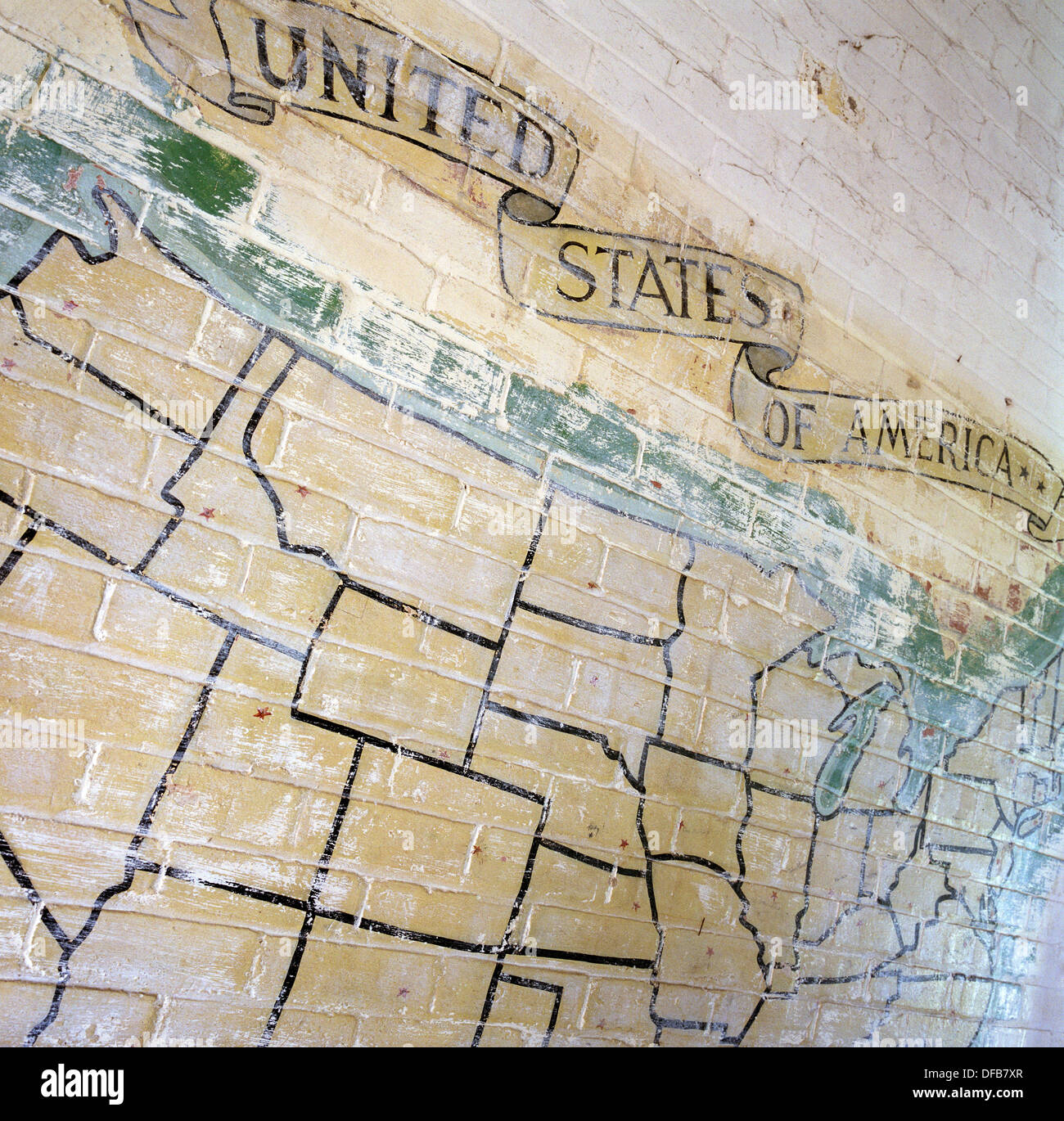 WW2 wall map mural showing American states at the former Flixton air ...