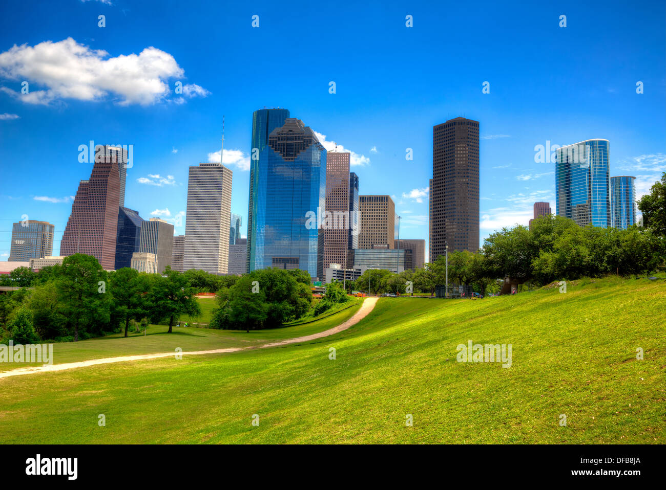 Houston Texas Skyline with modern skyscapers and blue sky view from ...