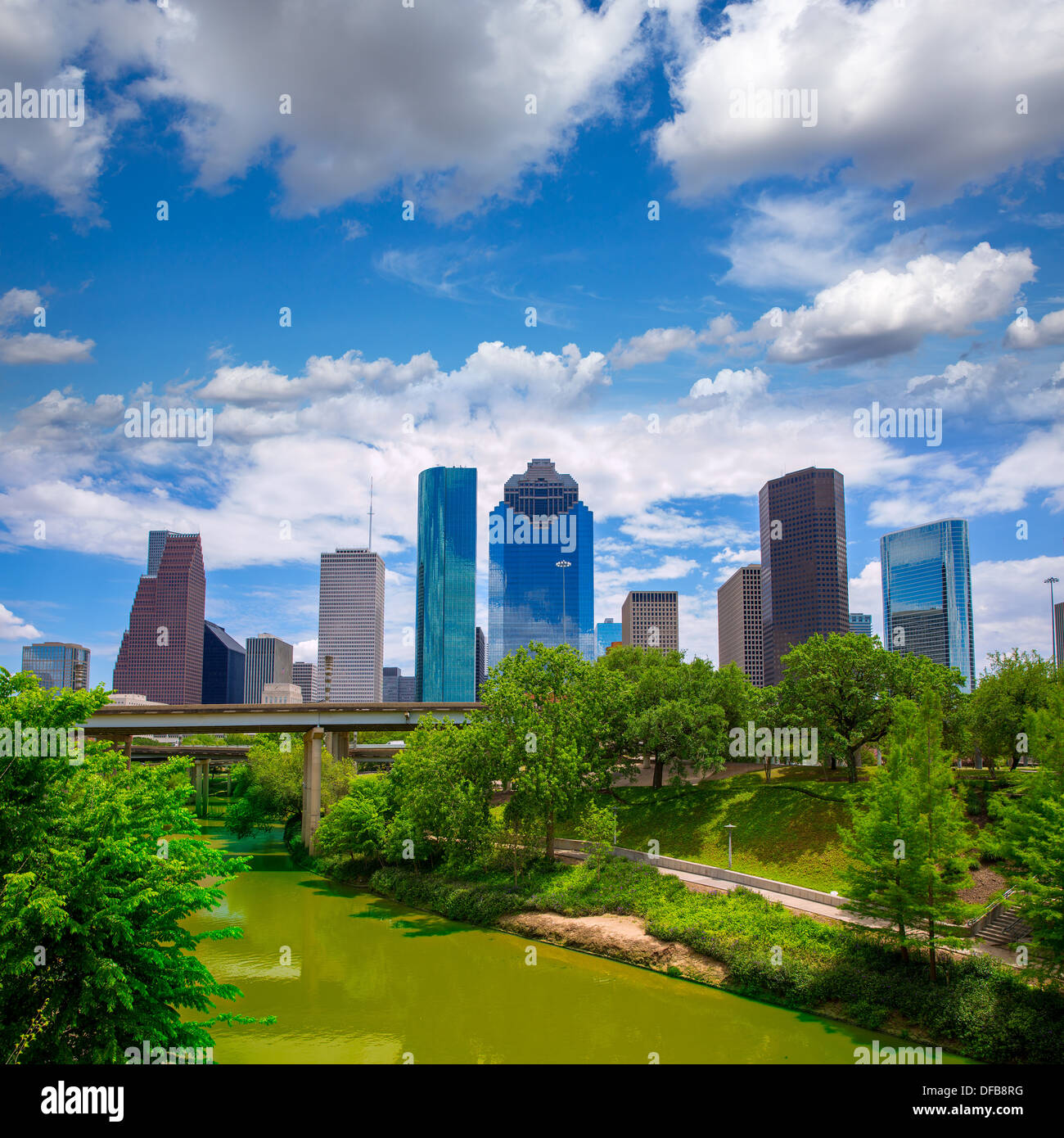 Houston Texas Skyline with modern skyscapers and blue sky view from ...