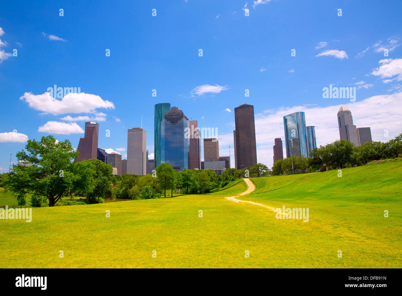 Houston Texas Skyline with modern skyscapers and blue sky view from ...