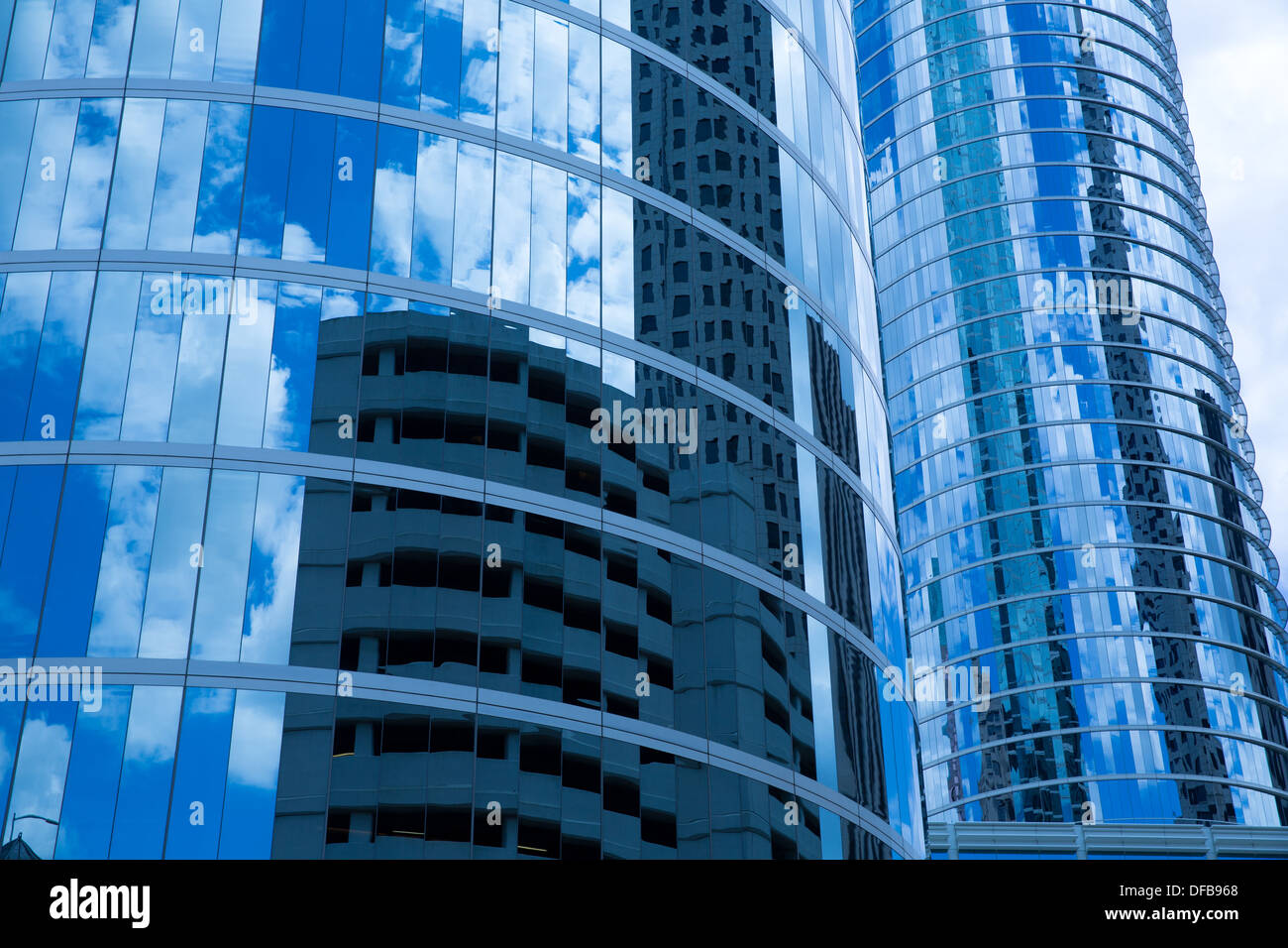 Houston Texas downtown mirror buildings detail in blue Stock Photo - Alamy