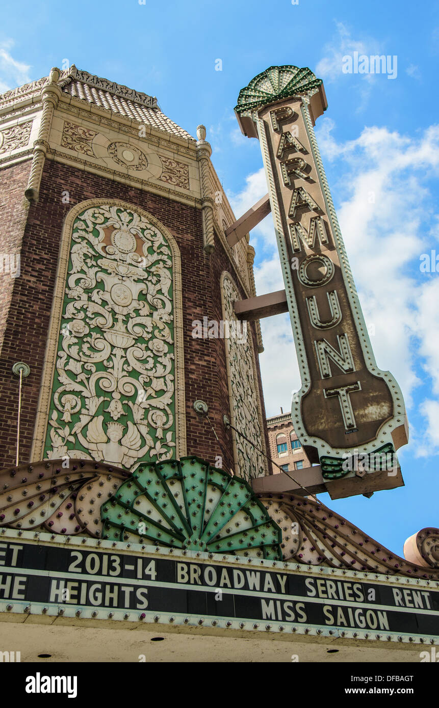 The Paramount Theater in Aurora, Illinois along the Lincoln Highway is ...